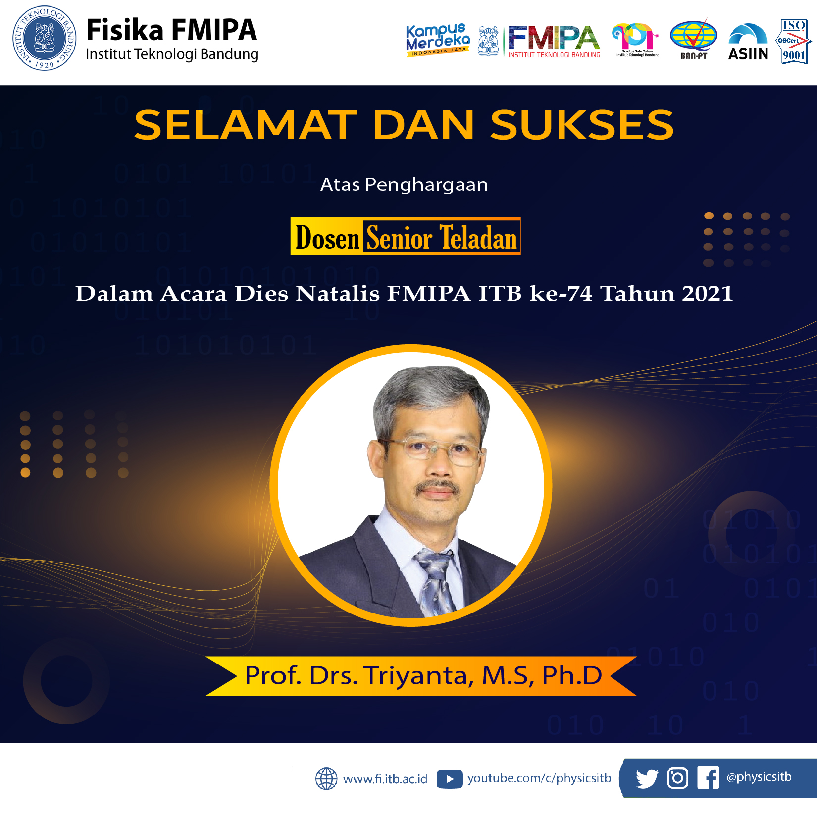 Penghargaan Dosen Fisika FMIPA ITB pada Dies Natalis FMIPA ITB ke-74 – Program Studi Magister ...
